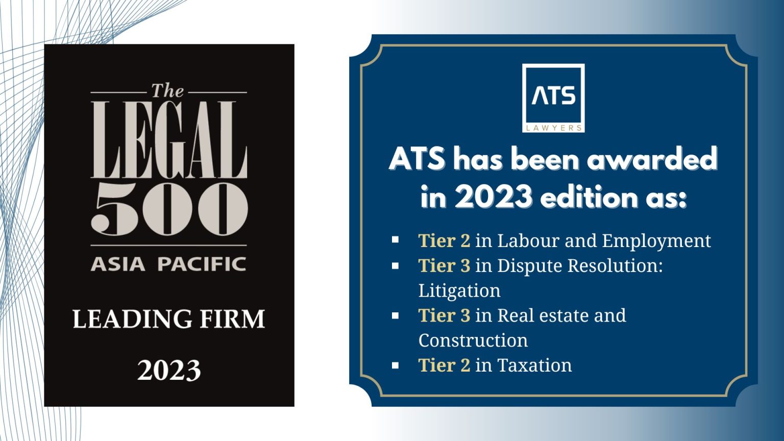 THE LEGAL 500 ASIA PACIFIC 2023: ATS LAW FIRM EARNS CONTINUED ...